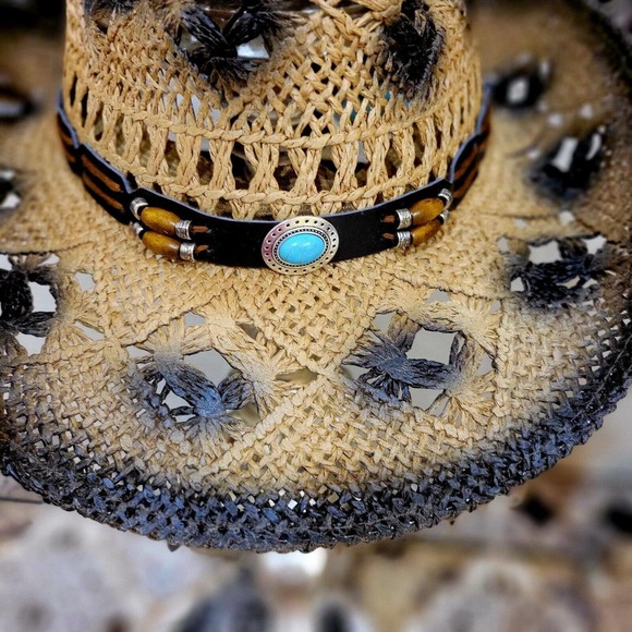 Unbranded | Accessories | Western Cowboy Hat Brown Tea Stain Straw Hat ...